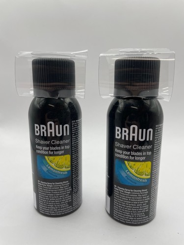 2 x BRAUN SHAVER CLEANER SPRAY CLEANING FOIL CUTTERS AEROSOL HYGIENE ...