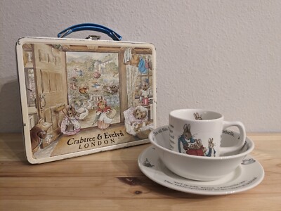 1985 Crabtree & Evelyn Beatrix Potter Peter Rabbit Metal Lunchbox & 3 ...