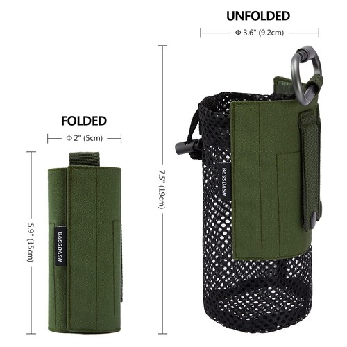 Tactical Molle Water Bottle Pouch with Carabiner Foldable Mesh Holder ...
