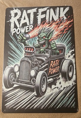 Rat Fink 8"x12" Tin Metal Sign Garage Big Daddy Ed Roth Mint Condition ...