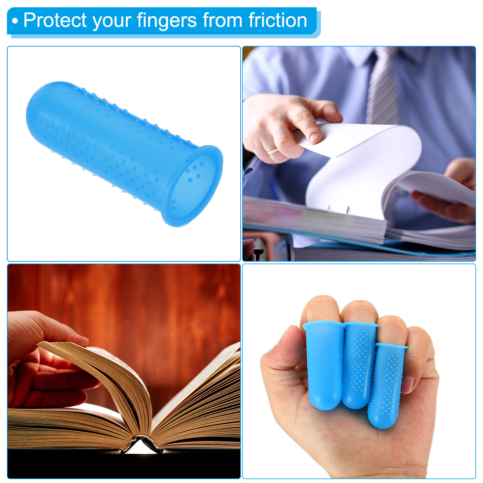 10pcs Rubber Finger Tips Sewing Fingertip Protector Thimble Blue Small ...