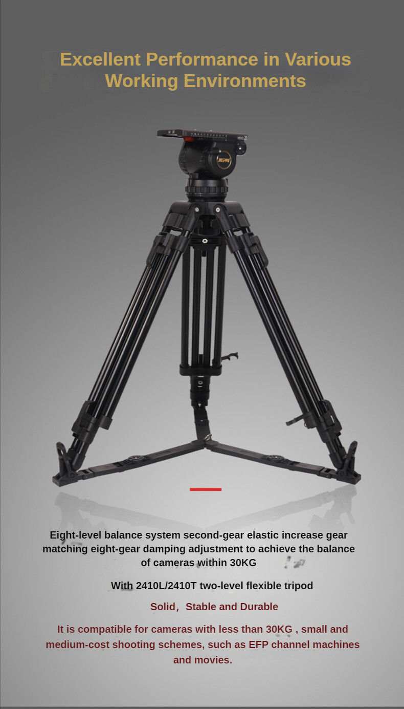 JIEPAI V20T Heavy Duty Pro Carbon Video Camera Tripod 100mm Fluid Head ...