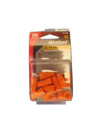 Gardner Bender #19-003 WireGard Twist-On Wire Connector, Orange 12/Pk ...