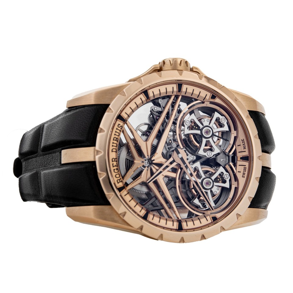 Roger Dubuis Excalibur Double Flying Tourbillon Rose Gold Skeleton 45mm ...