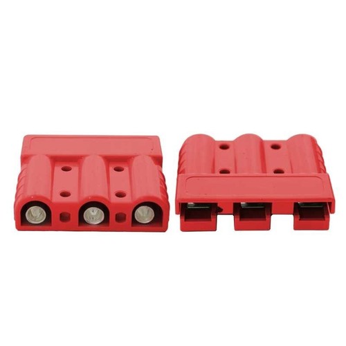 A PAIR of 3 PIN 50A POWER CONNECTOR RED ANDERSON STYLE PLUG | eBay