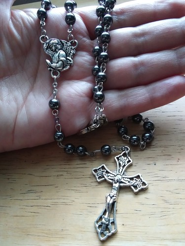 Hematite Archangels Rosary Beads Michael Gabriel Raphael Uriel Medals ...