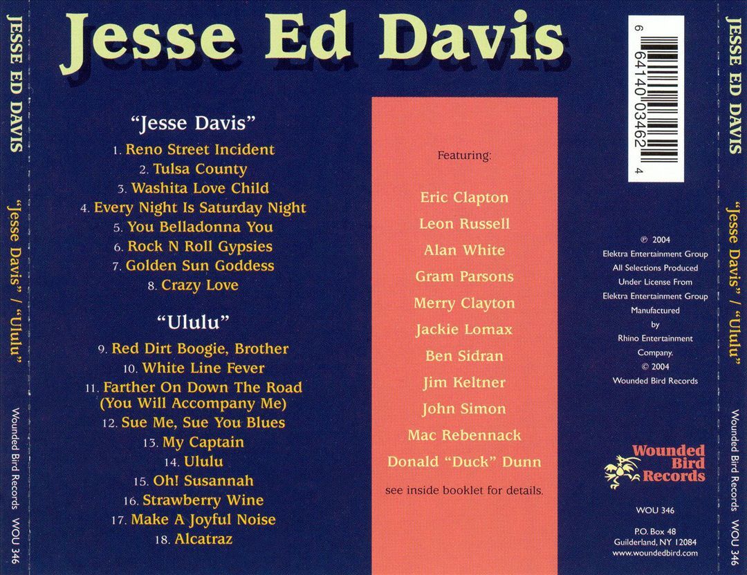 JESSE ED DAVIS (GUITAR) - JESSE DAVIS/ULULU NEW CD 664140034624| eBay