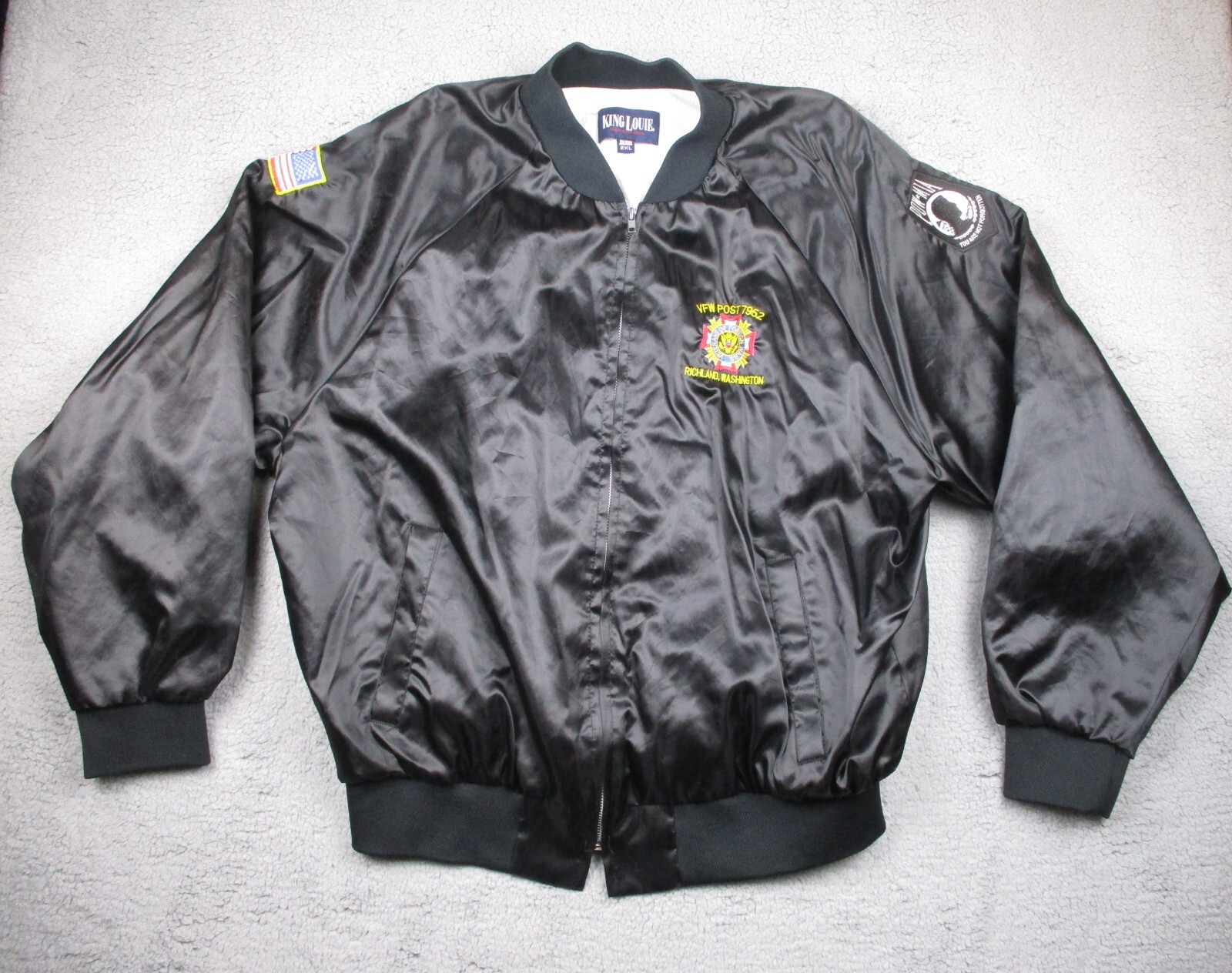 King Louie VFW Veteran of Foreign Wars Jacket Mens Sz 2XL Richland WA ...
