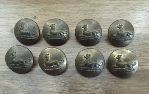 8 x ANTIQUE FIRMIN & SONS LTD LIVERY BUTTONS - RECUMBANT DOG GREYHOUND ...