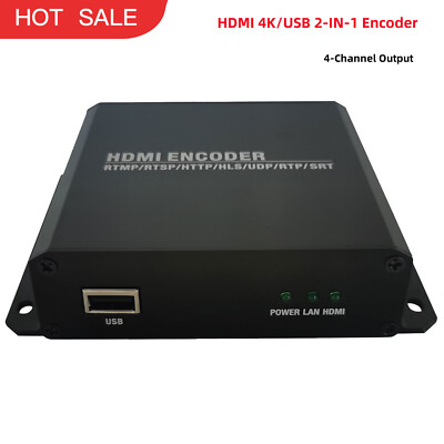 4K HDMI Encoder USB 2 IN 1 Camera Live Streamer 4-Channel Output Live ...