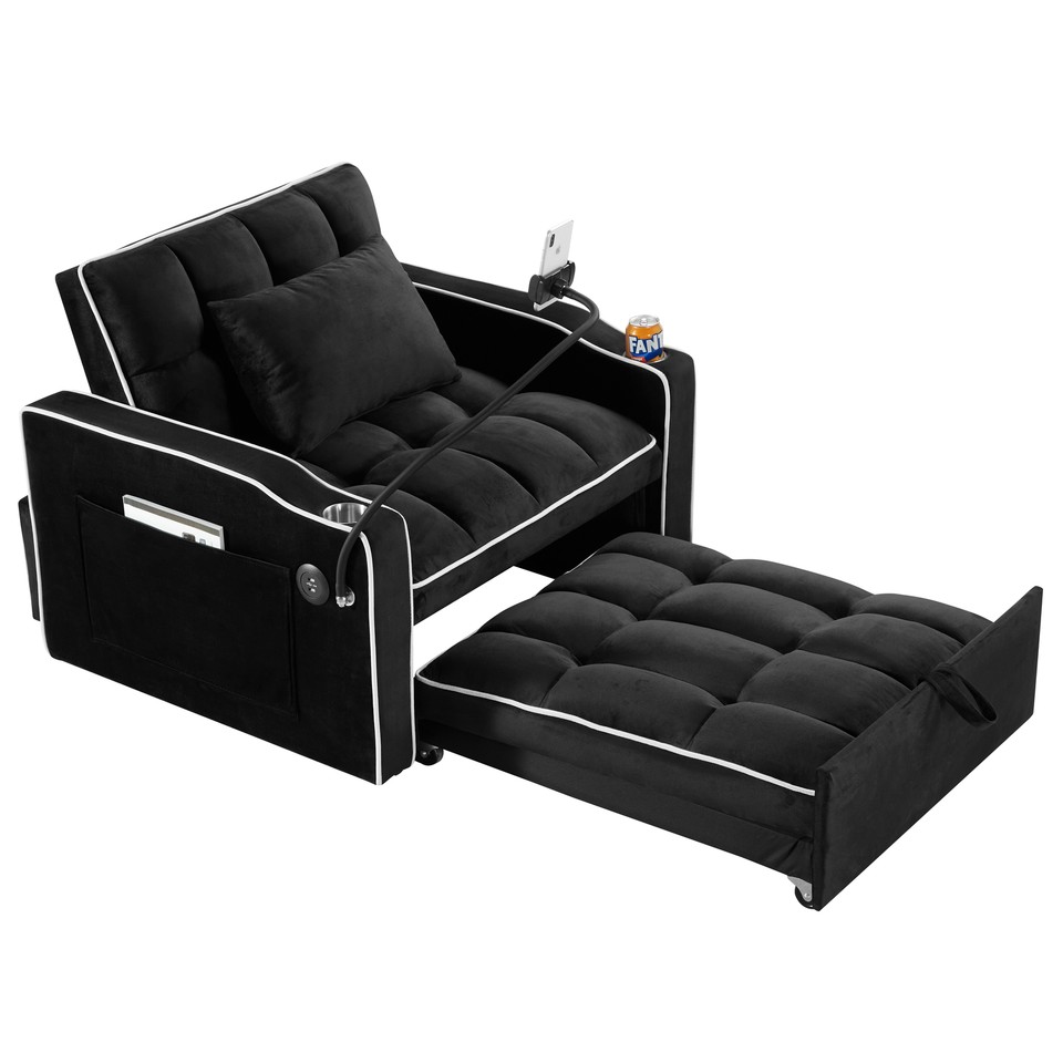 Convertible Sleeper Chair Sofa Bed Pull Out Chair Bed Daybed for Small ...