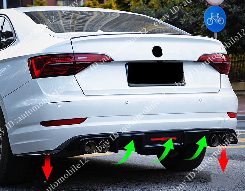 Fits VW Jetta GLI 2019-2021 Carbon Fiber Style Rear Bumper Diffuser Lip ...