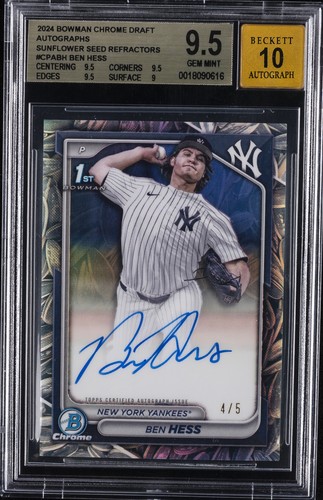2024 BOWMAN CHROME DRAFT SUNFLOWER SEED REFRACTORS BEN HESS /5 BGS 9.5 ...