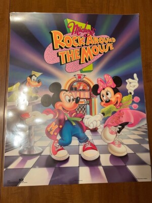 Vintage Laminated Walt Disney Mickey’s Rock Around the Mouse Poster ...