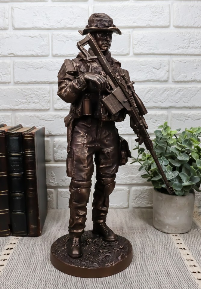 Large Modern Military Marine Sniper Soldier Statue 13"Tall Marksman ...