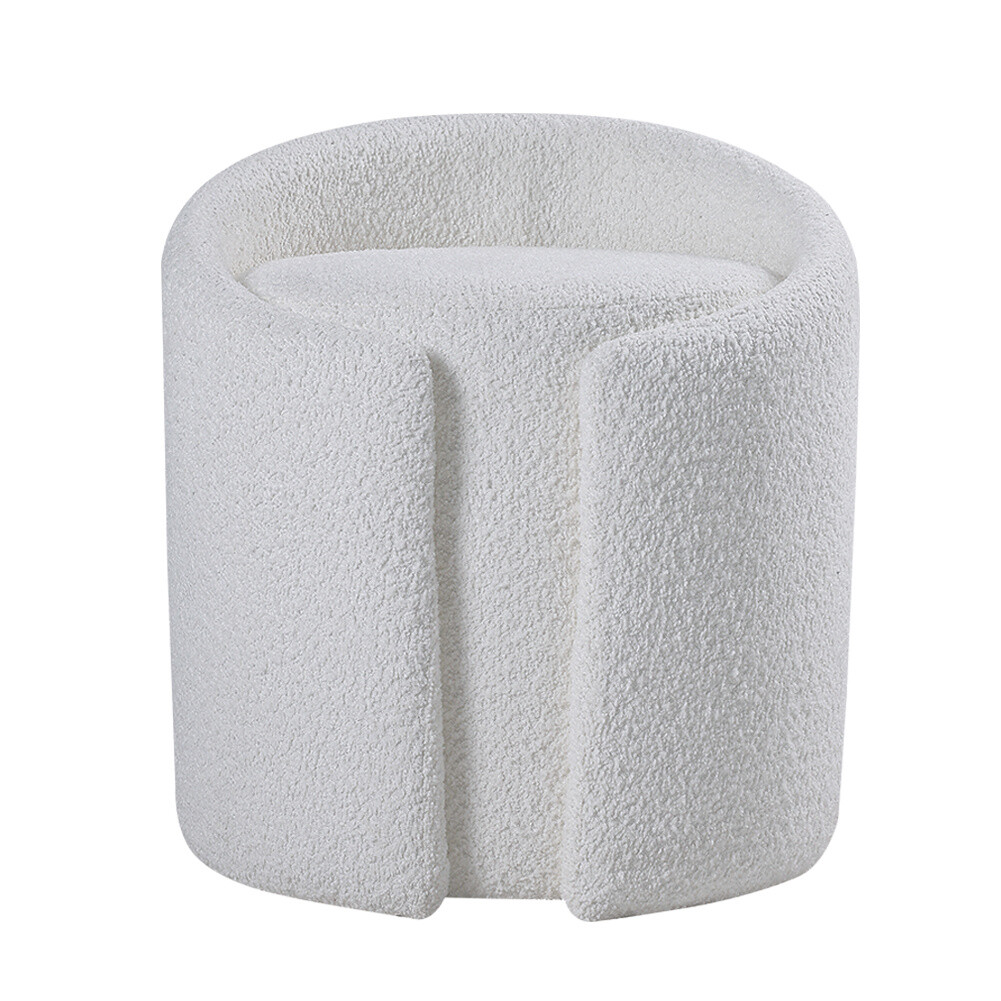Teddy Fleece Round Stool Padded Pouffe Seat Makeup Vanity Dressing ...