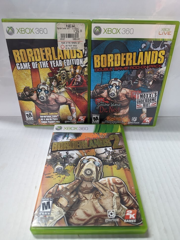 Borderlands Lot: 1, 2 & Add on pack Microsoft Xbox 360) GOTY CIB ...