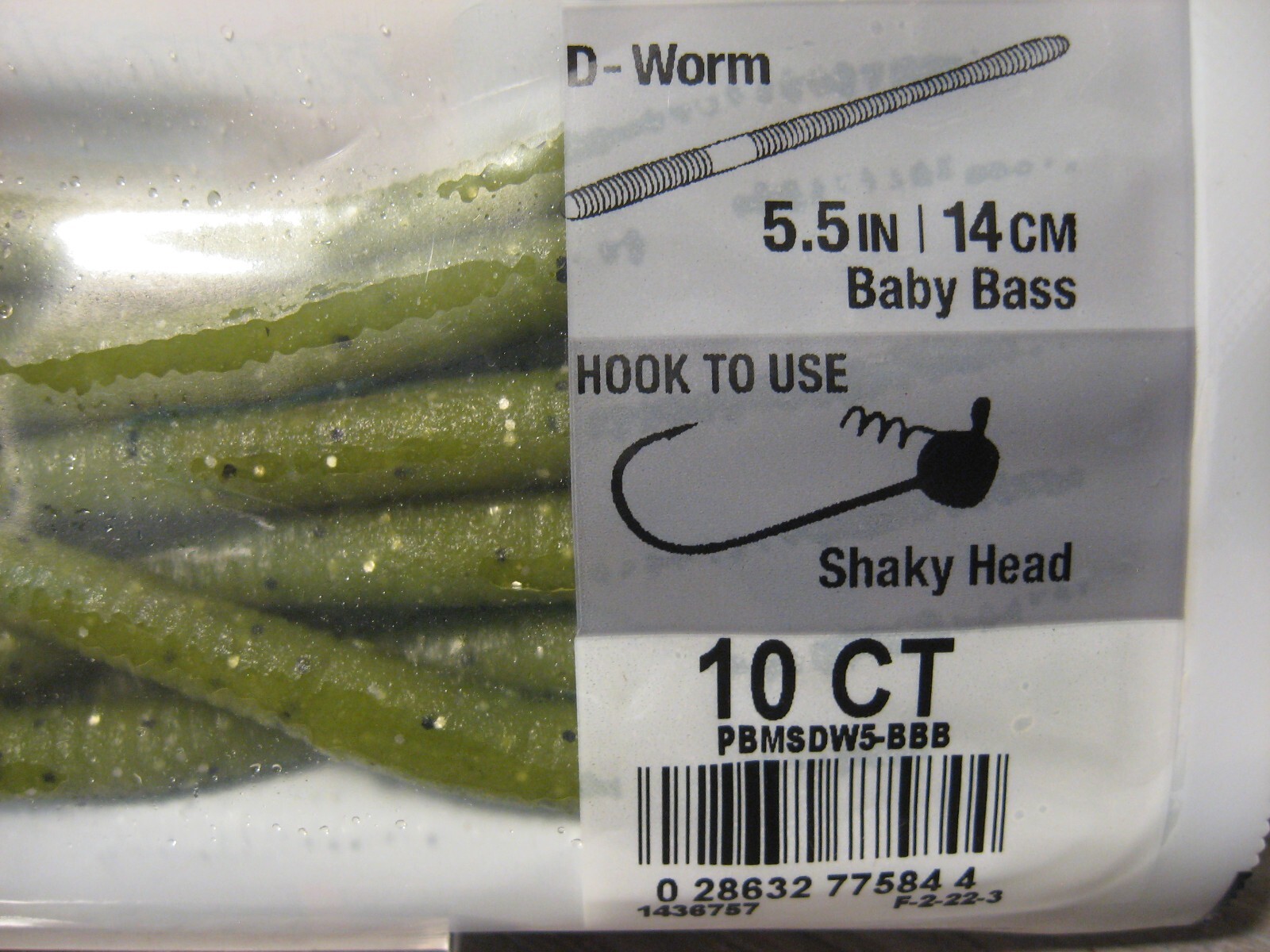 10 Berkley MaxScent Fishing Baits 5.5 D-Worm Shaky Head Baby Bass Color ...