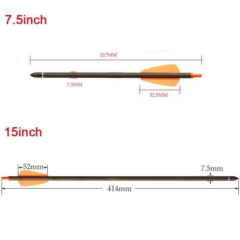 12Pcs 7.5-15" Crossbow Bolts Carbon Arrows 2 Vanes Nocks Precise Strike ...