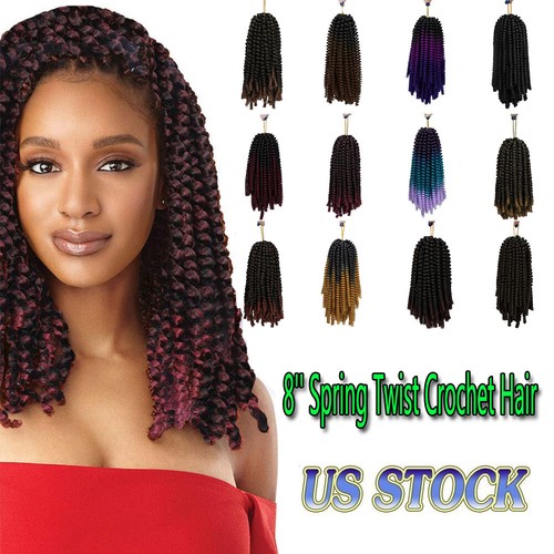 8'' Spring Twist Crochet Hair Women Hair African Pigtail Spring Braid ...
