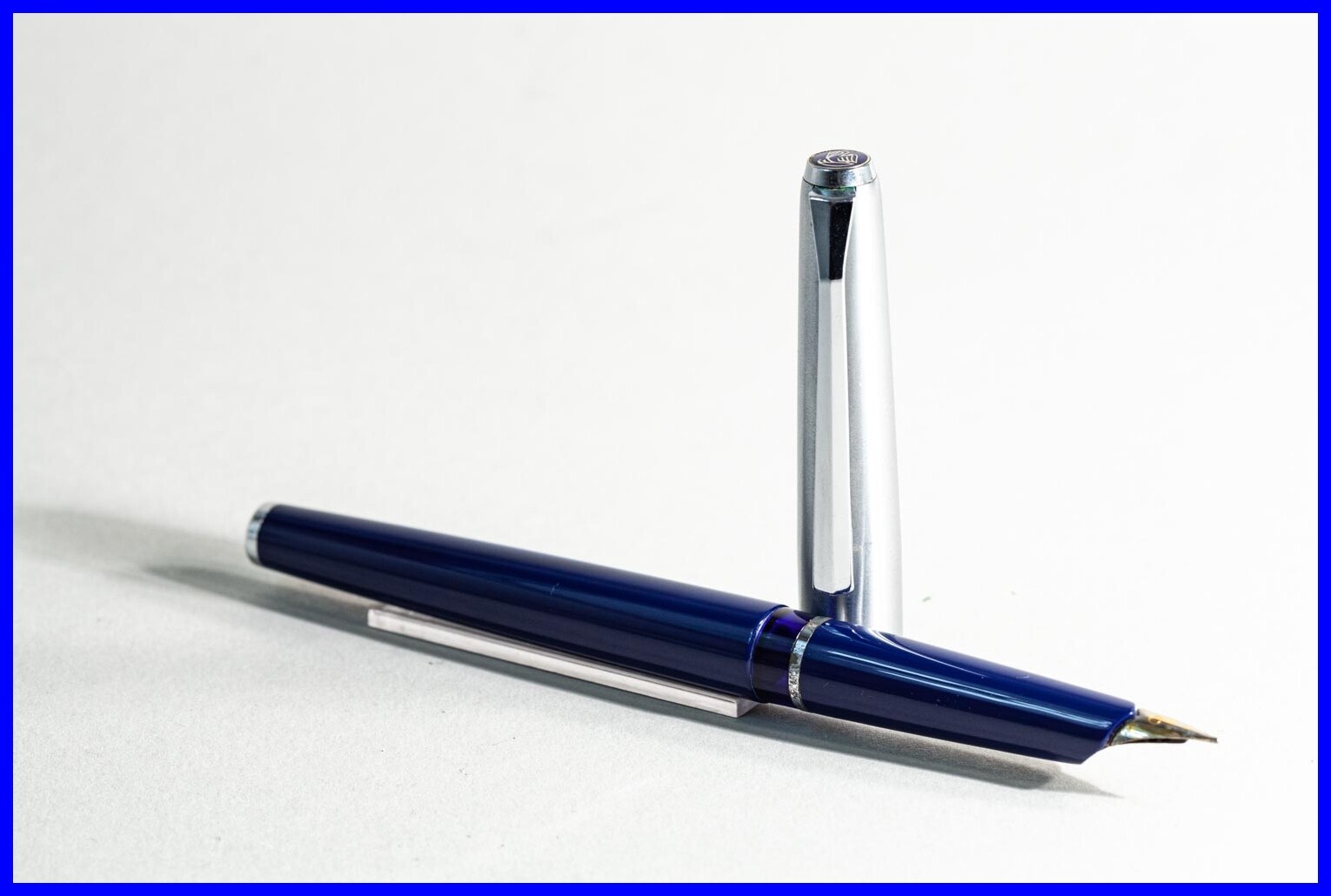 PELIKAN P12 SILVEXA Patronen Füller BLAU m feiner F Stahl Feder ...
