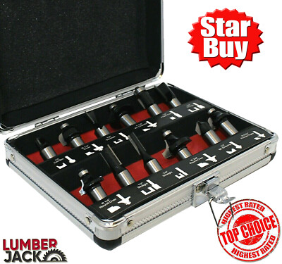 Lumberjack 12 Piece 1/2" Shank TCT Router Cutter Bit Set with Case ...