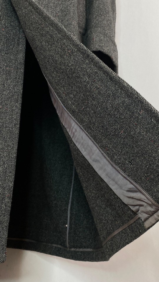 Vintage 1950s men's long wool overcoat XL 48 jacket gray black CURLEE ...