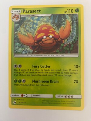 Parasect 5/149 Non-Holo Rare Sun & Moon: Base Set Pokemon Card TCG ...