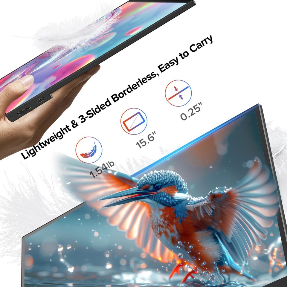 15.6" Touchscreen Portable Monitor 1080P Laptop Monitor Display For ...