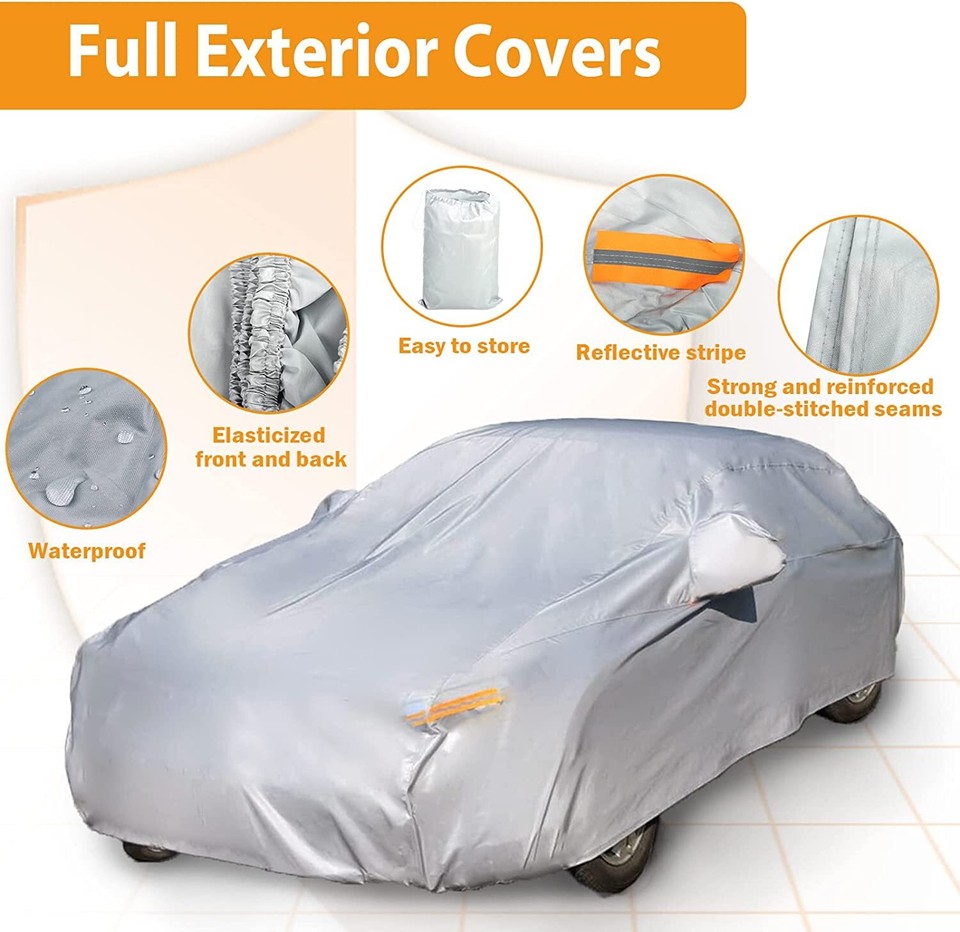 3-Layers Full Car Cover Waterproof All Weather Protection Anti-UV For ...