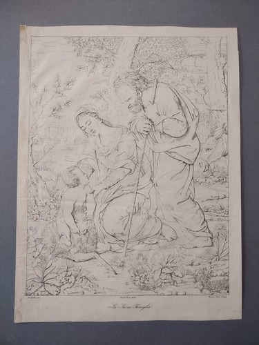 Federico Gatti Naples Holy Family Raphael lithograph antique print 1850 ...