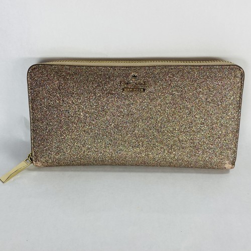 Kate Spade Burgess Court Rainbow Glitter Wallet Gold Zipper Glitter ...