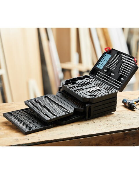 Lumberjack Drill Bit Set 300 Piece HSS Masonry Metal Wood Flat Pozi ...