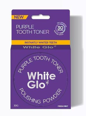 WHITE GLO PURPLE TOOTH TONER POLISHING POWDER INSTANT COLOUR CORRECTOR ...