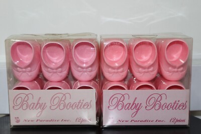 24 PINK BABY BOOTIES FAVOR Plastic Shower Decoration plastic Girl New ...