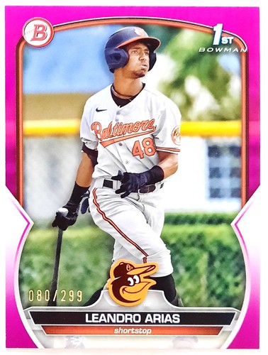 Leandro Arias 2023 1st Bowman Paper #BP-84 Fuchsia Parallel SP# 80/299 ...