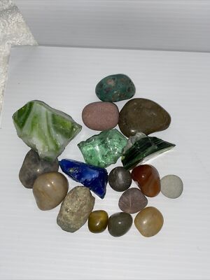 Lot 1 LB Colorful Mixed Tumbled Some Polished Stones Crystals Marbles ...