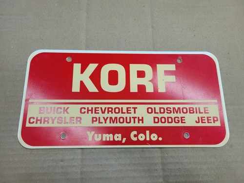 Korf Chevy Buick Chrysler Yuma CO Car Dealership Dealer License Plate ...