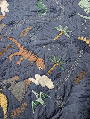 RARE!!! 3pcs Pottery Barn Jurassic Dinosaur Full/Queen Quilt 84"x88 ...