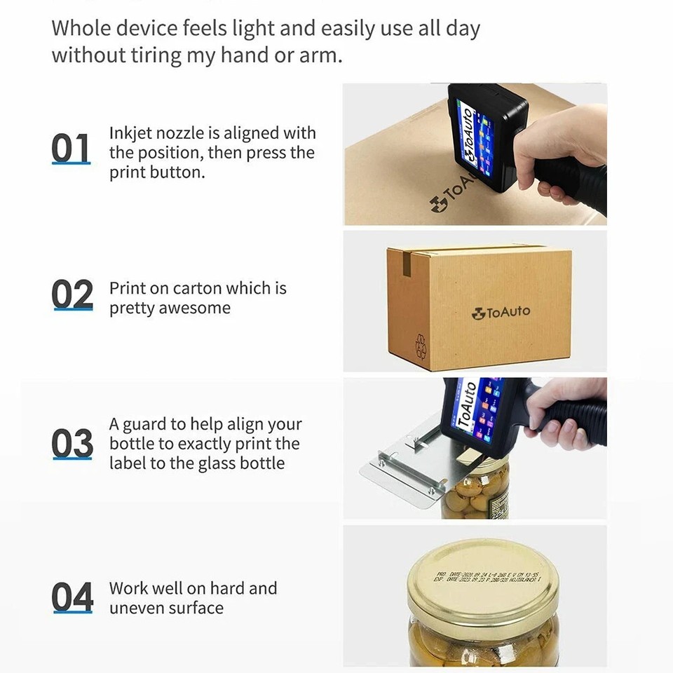 Handheld Inkjet Printer 600DPI Date Logo Barcode Coder Batch Coding ...