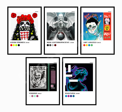 GRIMES Discography Aesthetic Colour Pallette Album Music Poster Prints ...