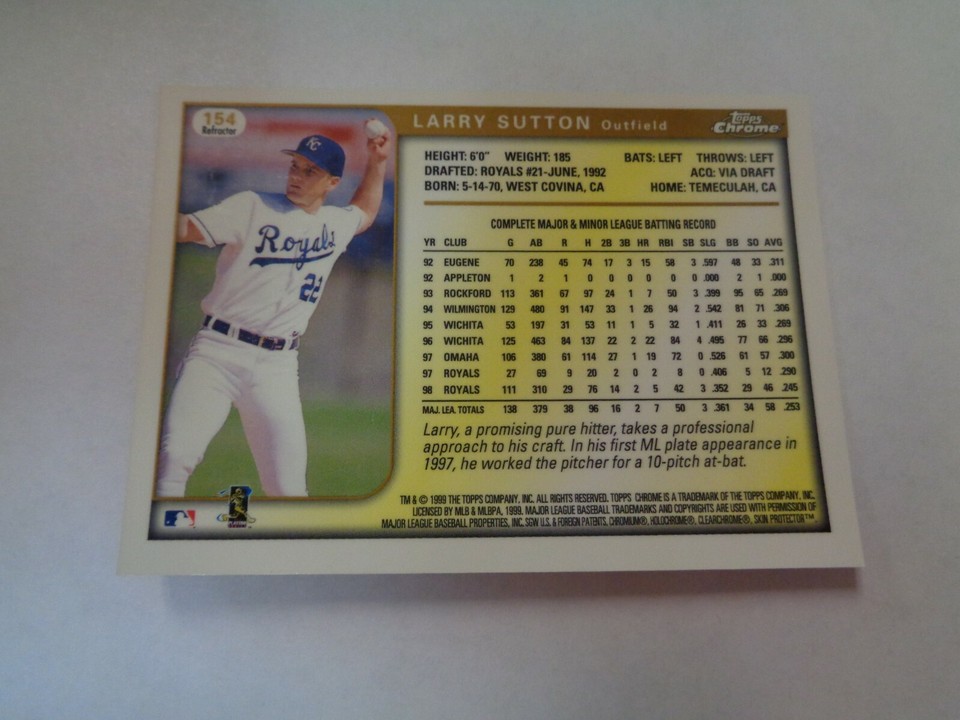 1999 Topps Chrome Refractor Larry Sutton Card #154 | eBay