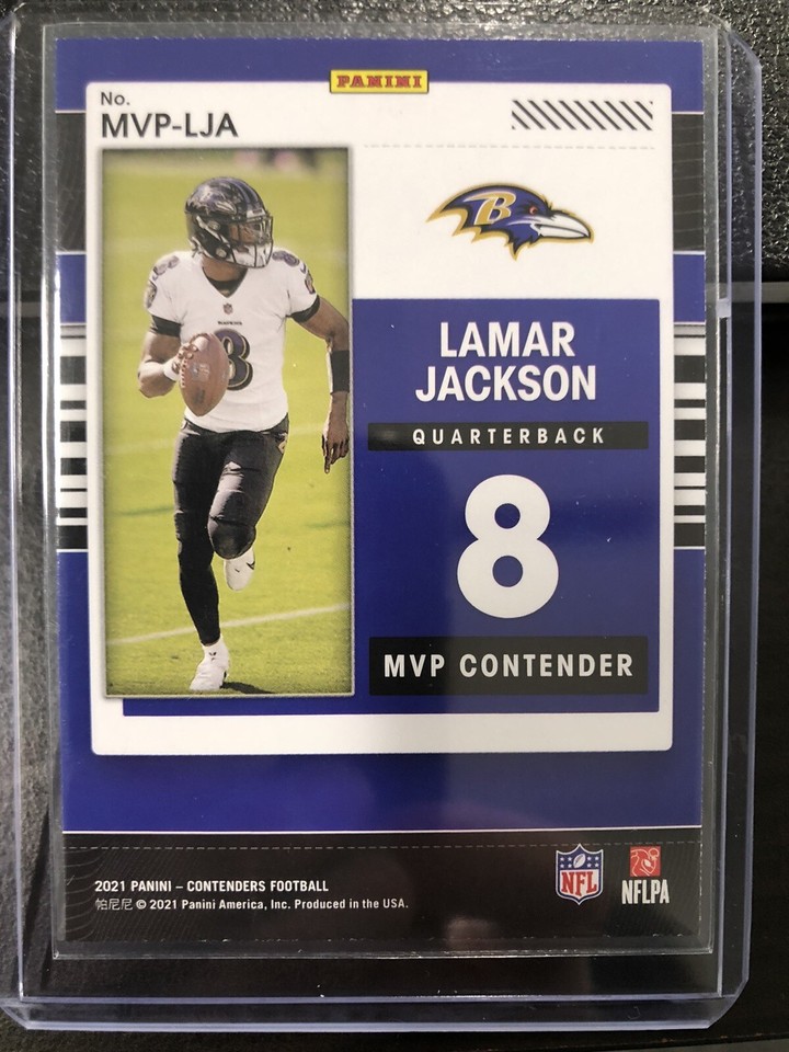 Lamar Jackson 2021 Panini Contenders MVP Ruby Red Parallel Insert Card ...