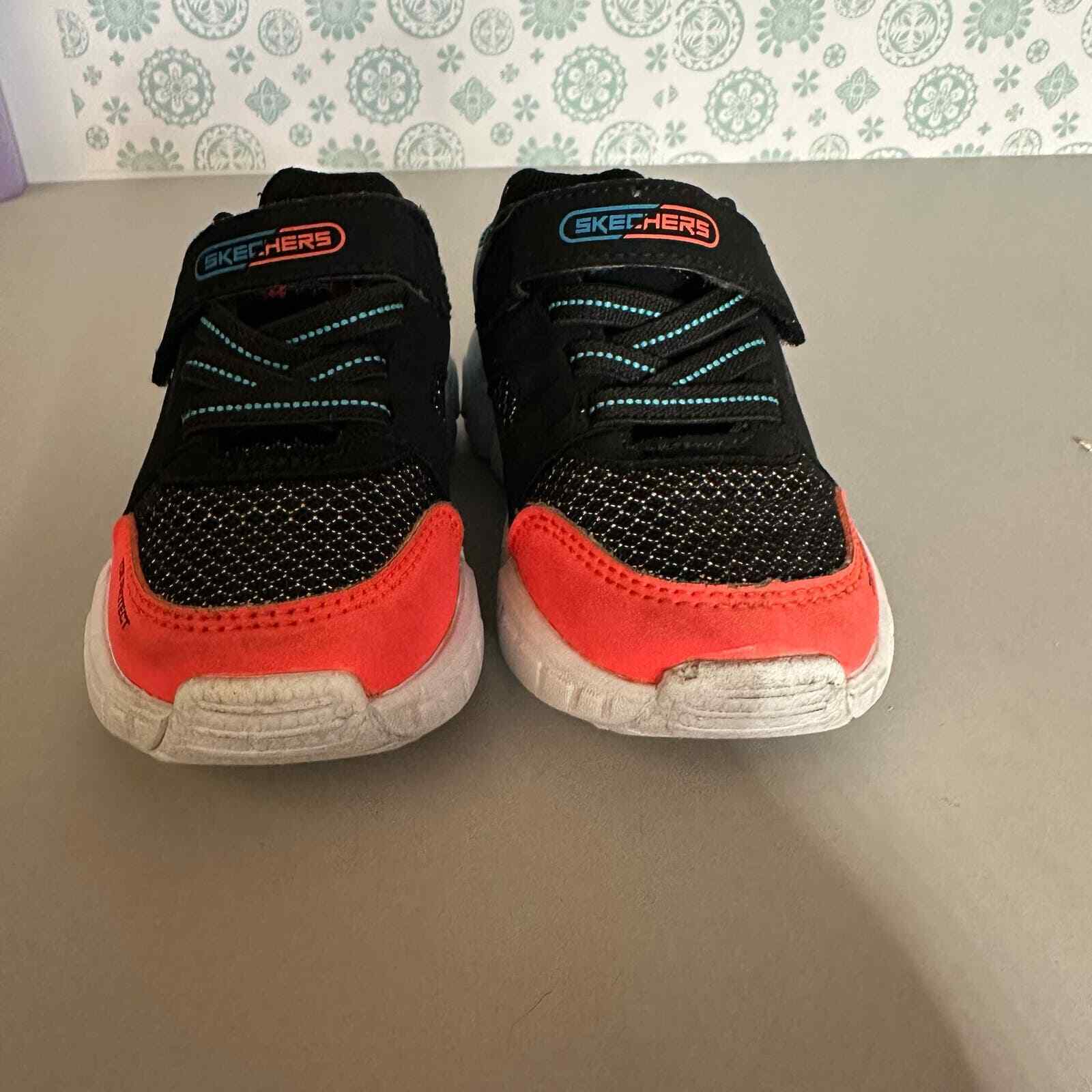 Skechers Game Over Boys Size 8 Shoes Sneakers Black Orange Blue Air ...