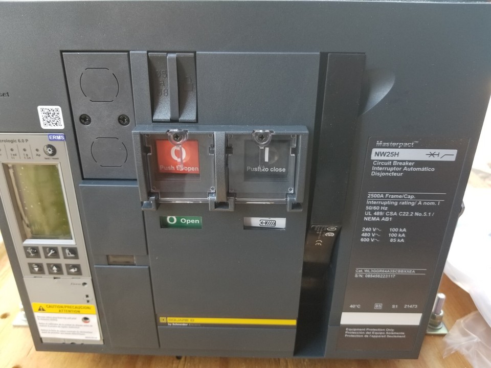 SQUARE D WL3GGR64A3SCBBXXEA MASTERPACT CIRCUIT BREAKER NW25H 2500A 3P ...
