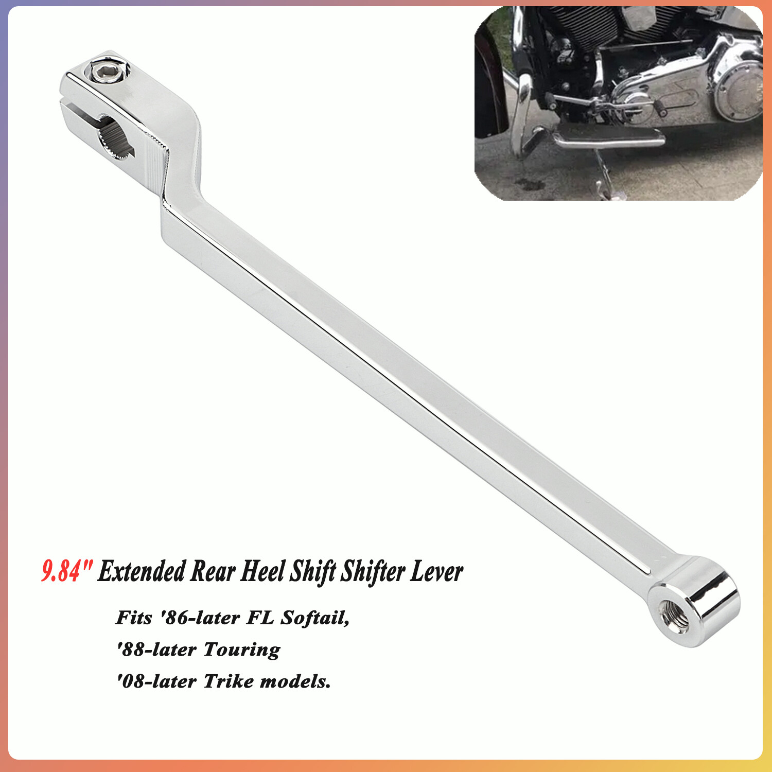 9.84" Extended Rear Heel Shift Shifter Lever For Harley Fatboy Heritage ...