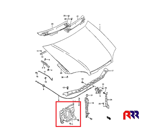 FOR SUZUKI SWIFT 89-94 RADIATOR OUTER H/LAMP SUPPORT PANEL- RIGHT ...