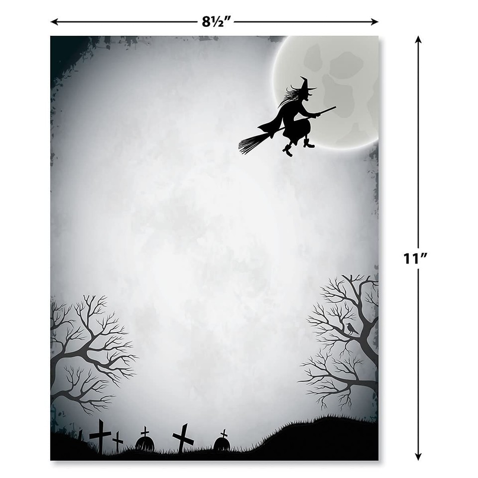 25 Sheets Over the Moon Halloween Letter Paper Fall Holiday Computer ...
