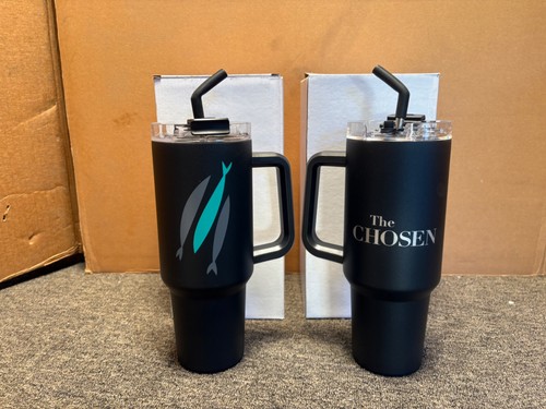 2X The Chosen: Three Fish, 40 oz Tumbler, Stainless Steel, Black ...