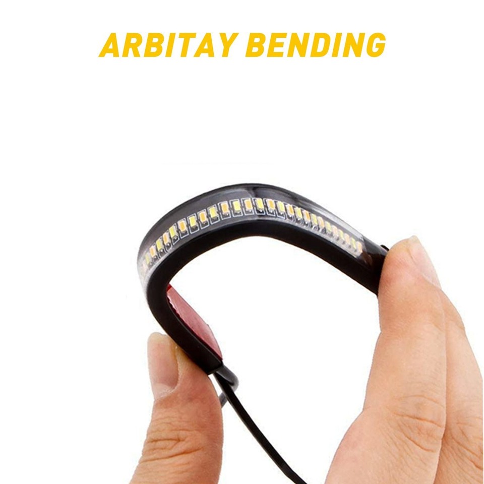 2*Bright Amber/White LED Fork Strips Turn Signal Lights For Motorcycle ...